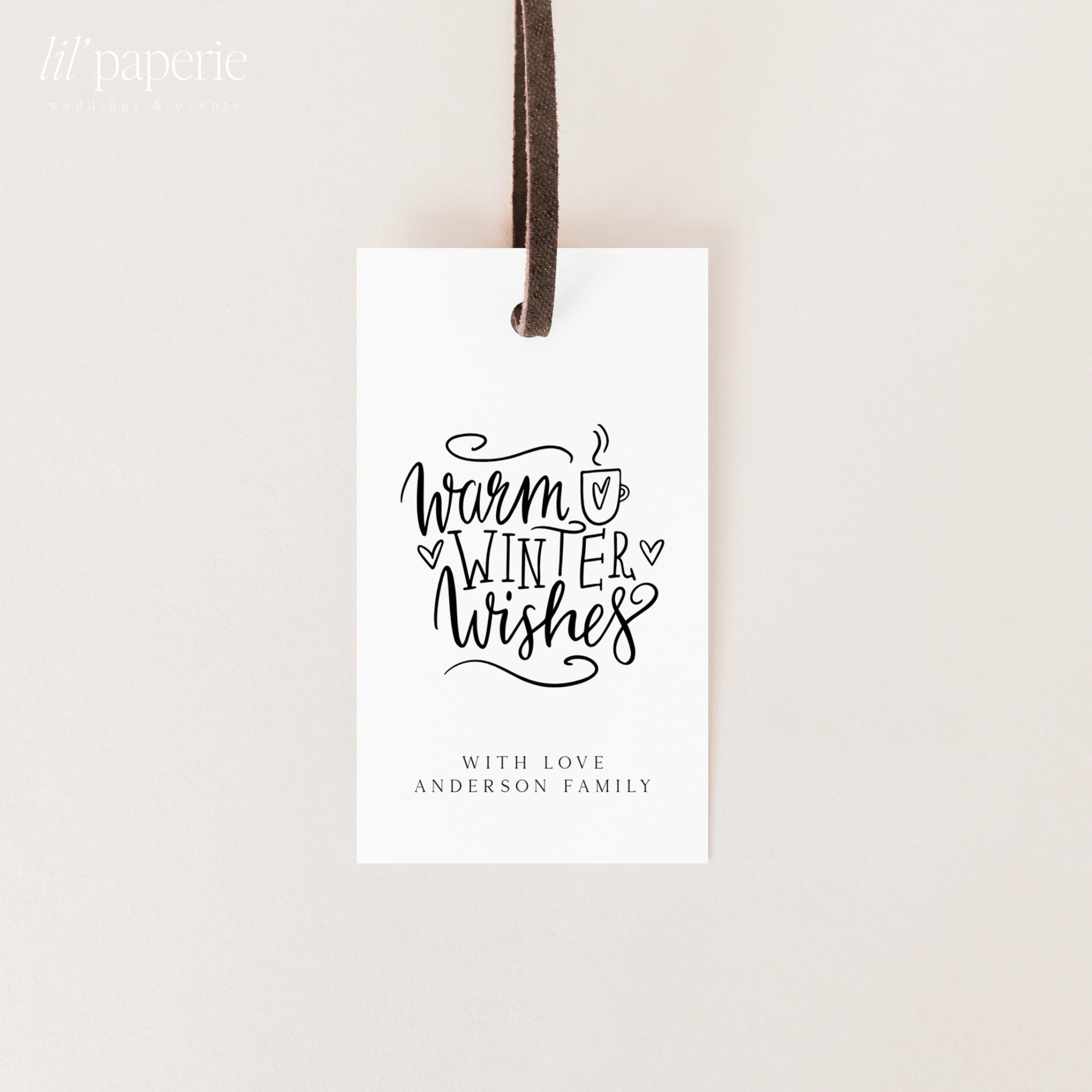 Minimal Warm Winter Wishes Gift Tag Template, Christmas Gift Tag ...