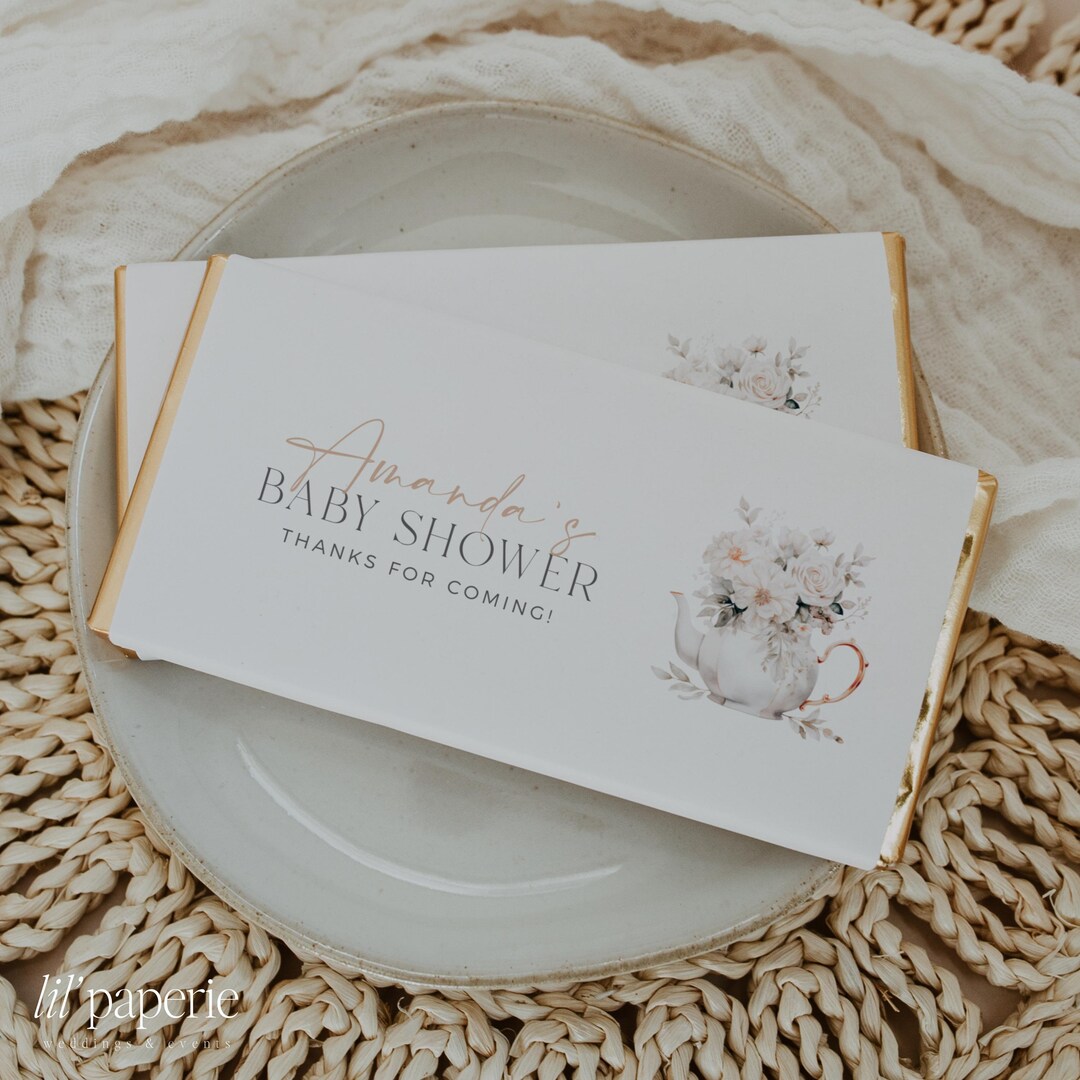 Baby Shower Tea Party Chocolate Bar Wrapper, Tea Party Candy Bar ...