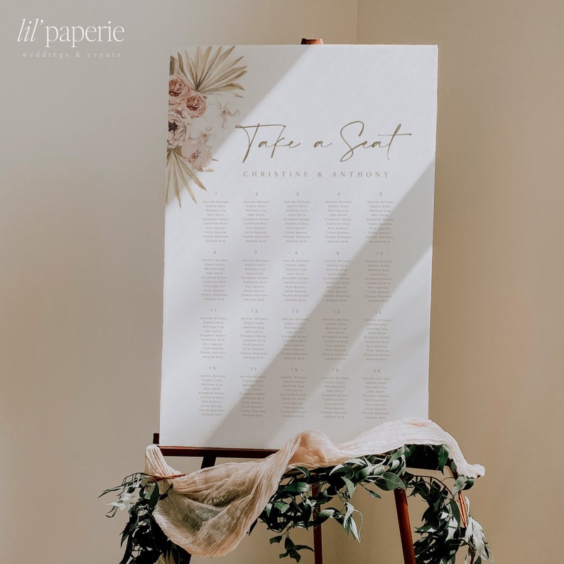 Minimal Boho Wedding Seating Chart Template, Printable Boho Seating ...