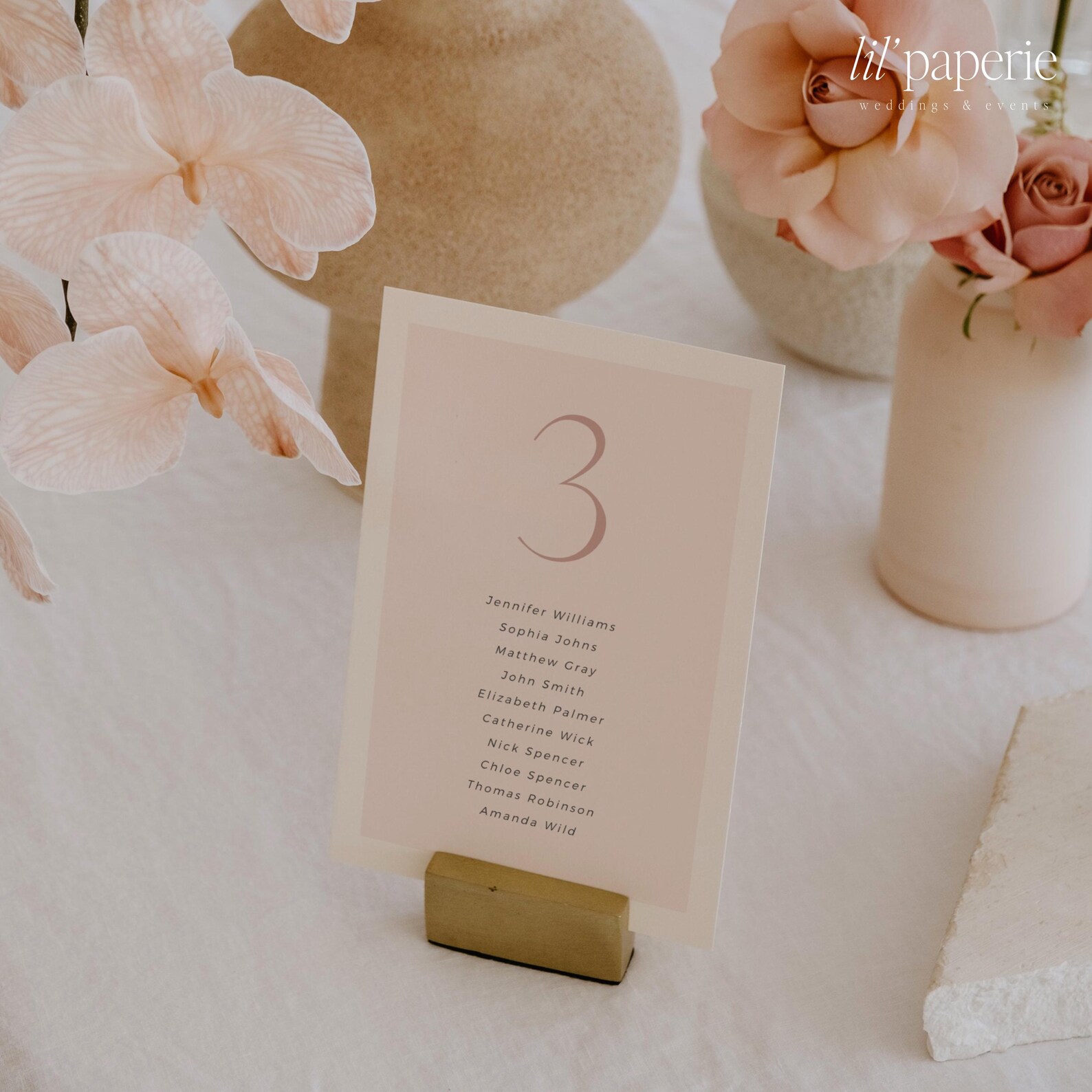 Minimal Pink Bridal Shower Table Number Template Download, Dusty Rose ...