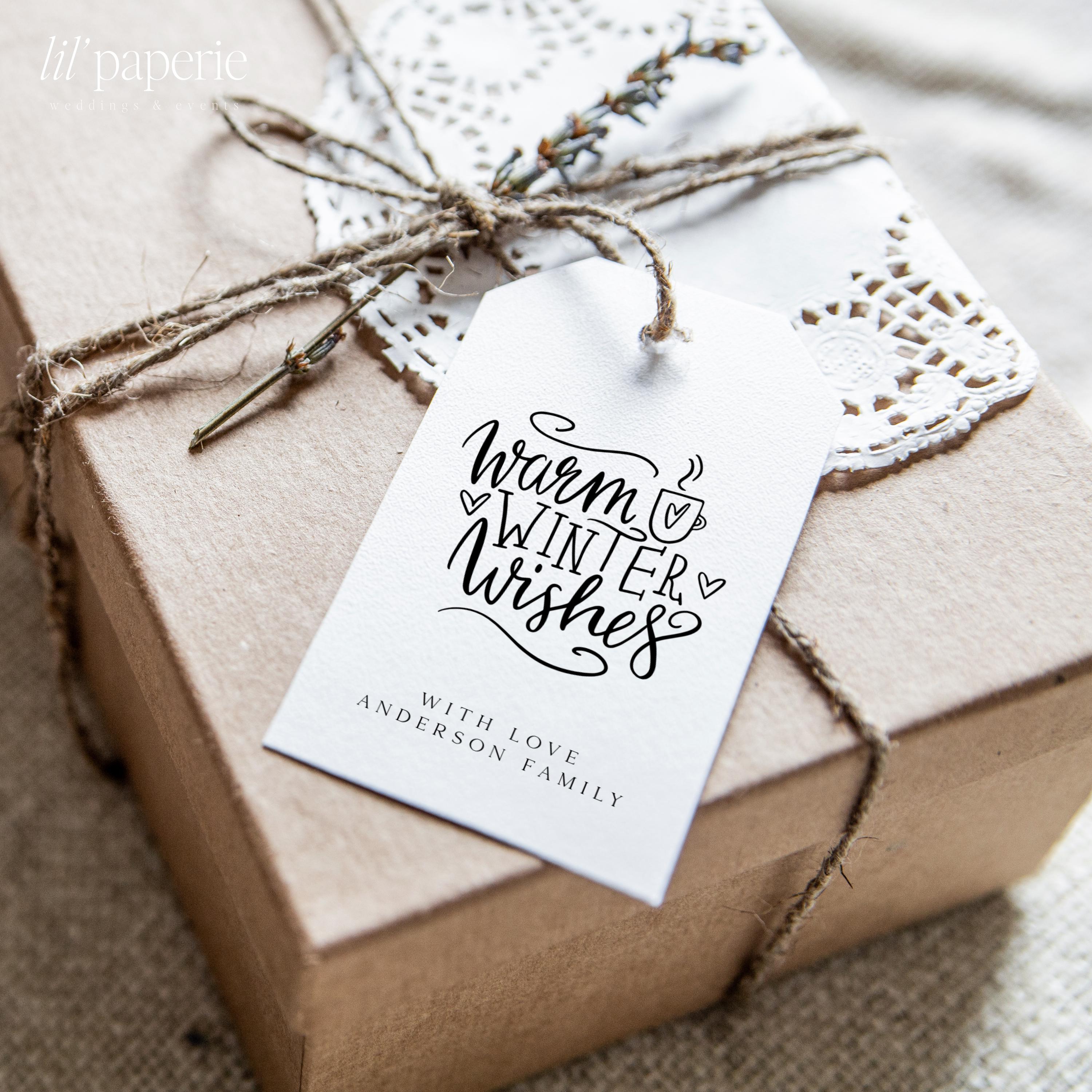 Minimal Warm Winter Wishes Gift Tag Template, Christmas Gift Tag ...