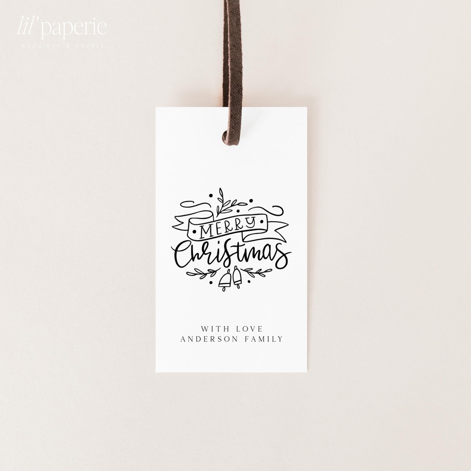 Minimal Merry Christmas Gift Tag Template, Simple Christmas Gift Tag ...