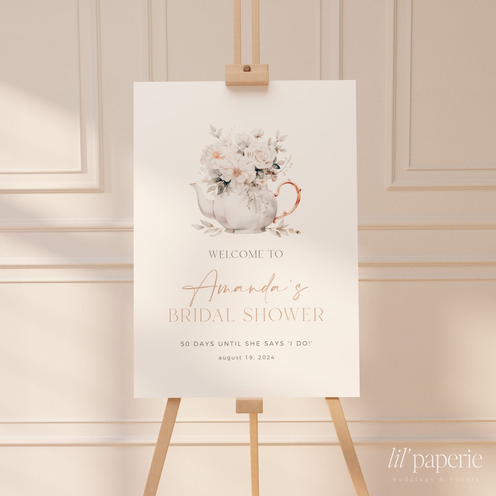 Floral Tea Party Bridal Shower Welcome Sign Template, Minimal Bridal ...