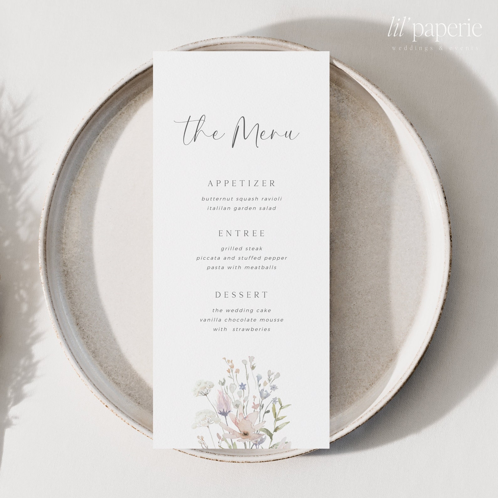 Wildflowers Menu Template, Printable Wildflowers Menu, Girl Baptism ...