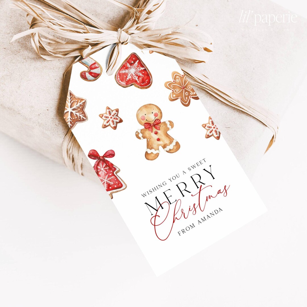 A Sweet Christmas Gift Tag Template, Printable Cookie Christmas Tag ...