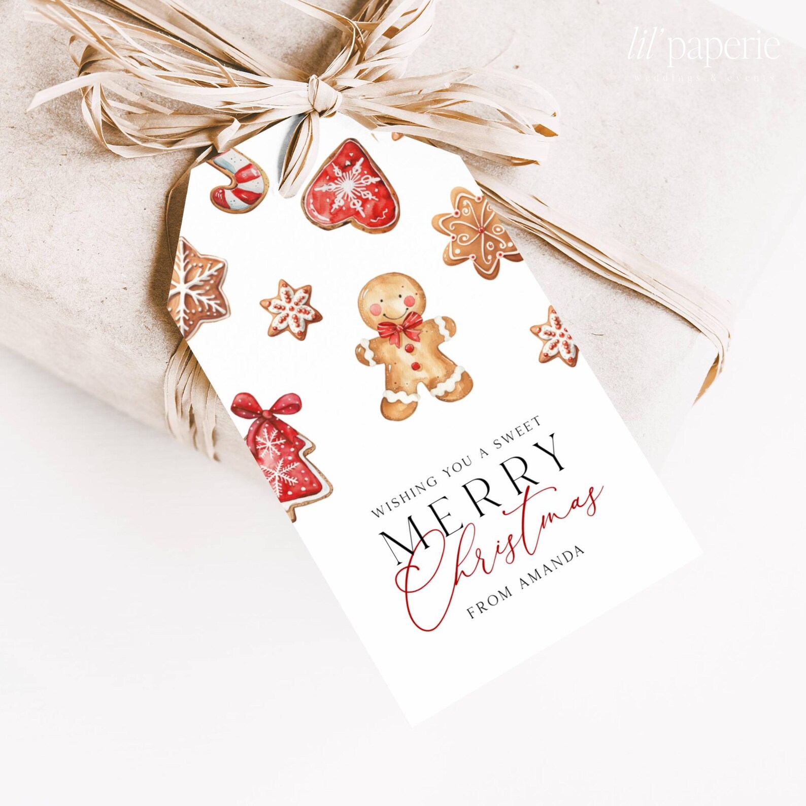 A Sweet Christmas Gift Tag Template, Printable Cookie Christmas Tag ...