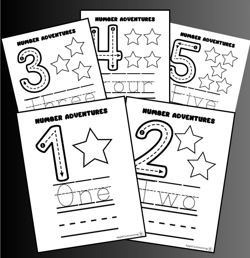 Number Adventures Tracing Coloring Counting Preschool Toddler Home ...