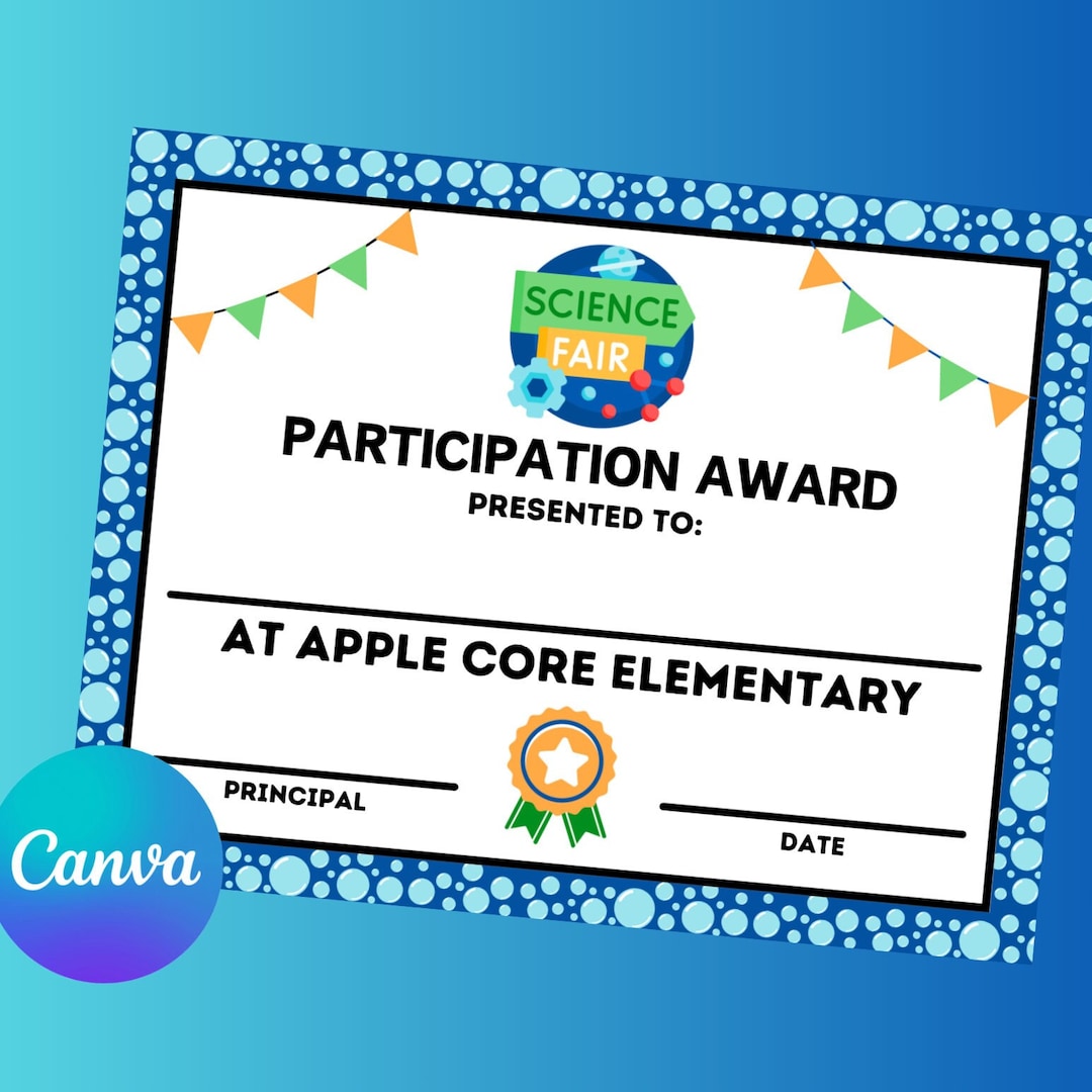 EDITABLE Science Fair Certificate Awards Canva Template - Etsy Australia