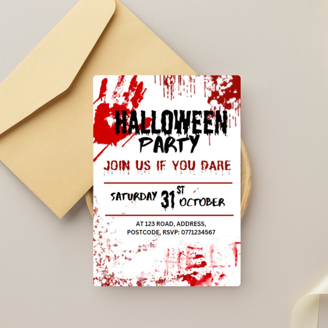 Scary Halloween Party Invitation, Personalised Party Invite, Digital ...