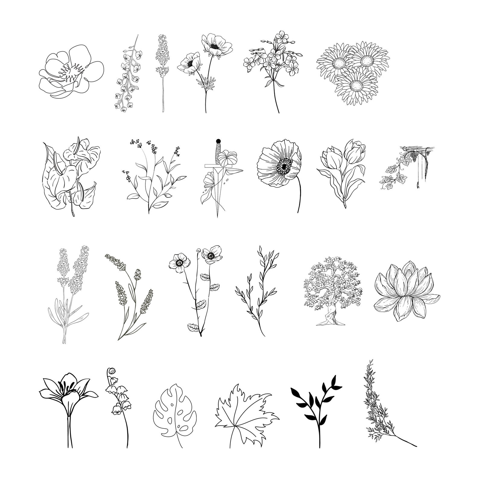 150 Botanical Svg Bundle, Floral Svg Bundle, Flower Svg, Botanic Svg ...