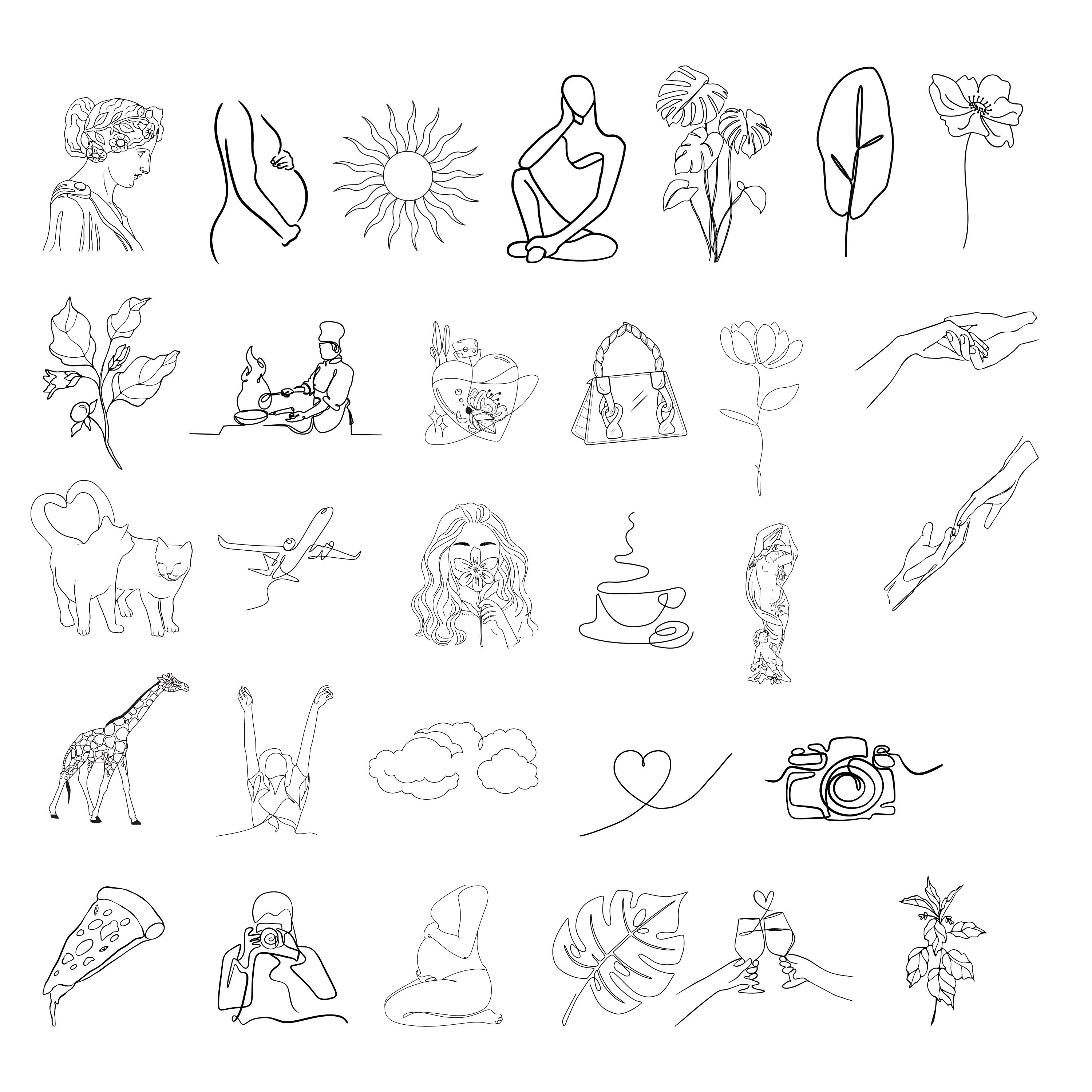 200 Lineart Svg Bundle Line Art Svg Minimalist Svg Flower - Etsy Australia