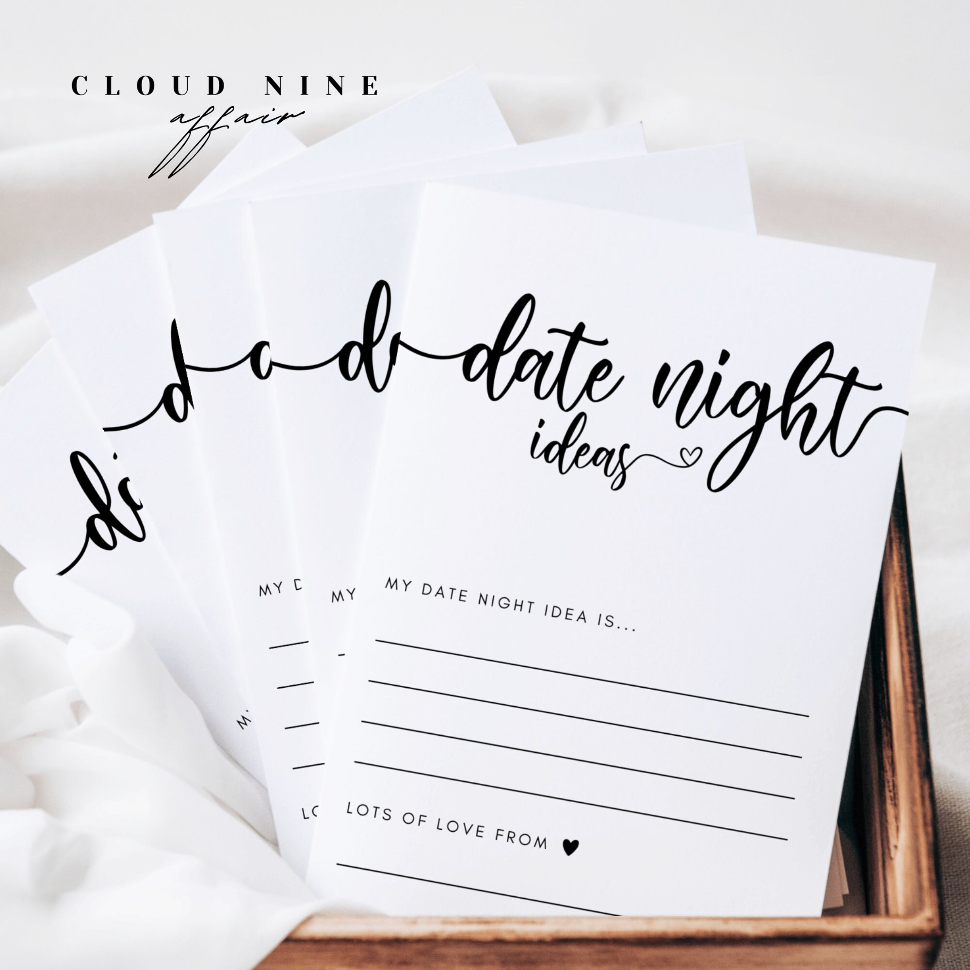 Date Night Ideas Wedding Sign Template | Black Minimalist (digital ...