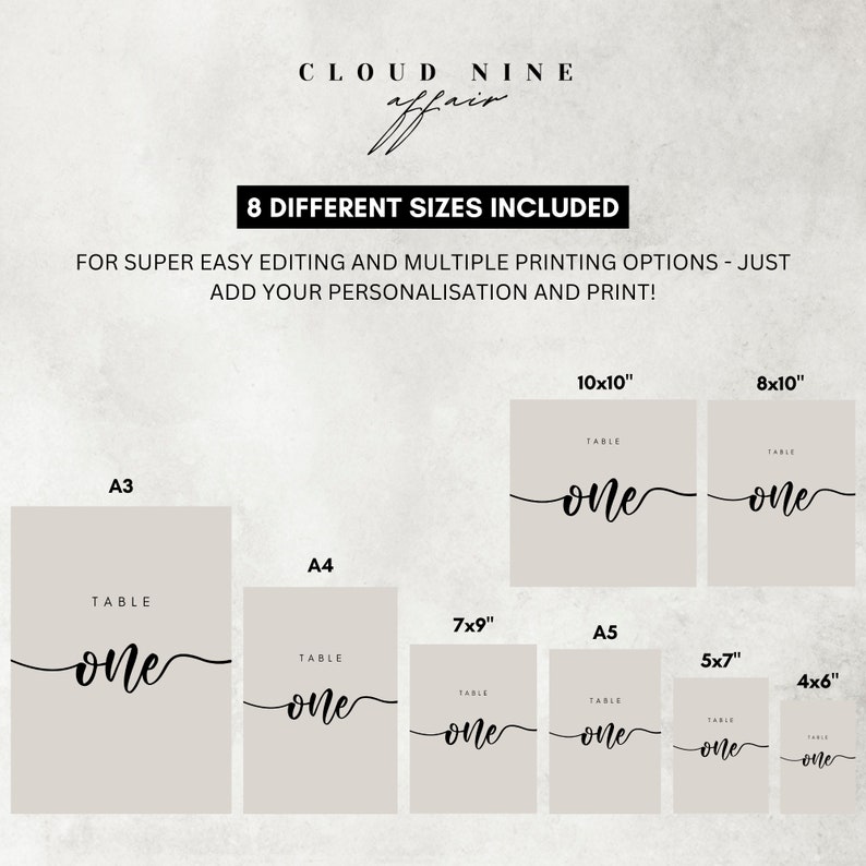 HARPER Oyster Wedding Table Number Card Templates | Canva Editable ...