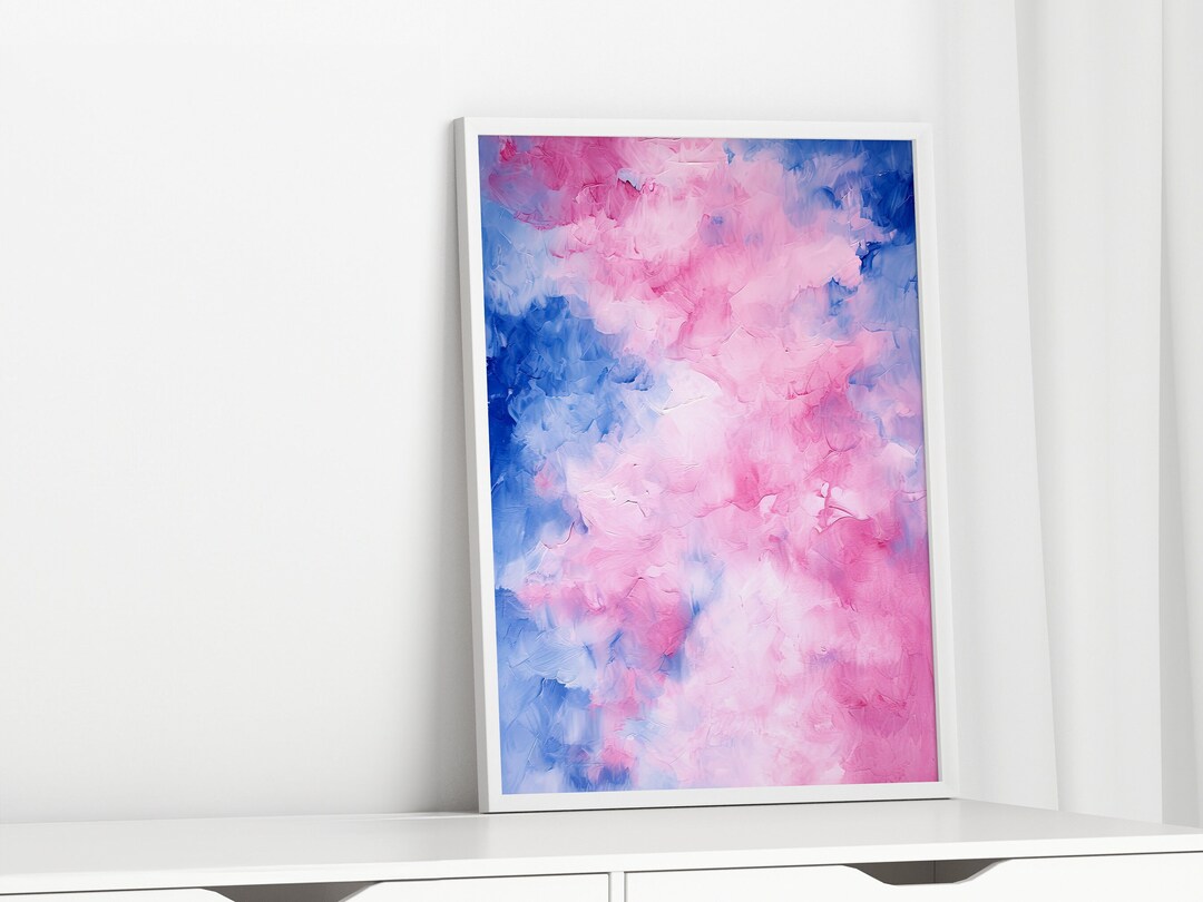 Pink and Blue Abstract Wall Art - Set of 2 - Modern, Contemporary, Home ...
