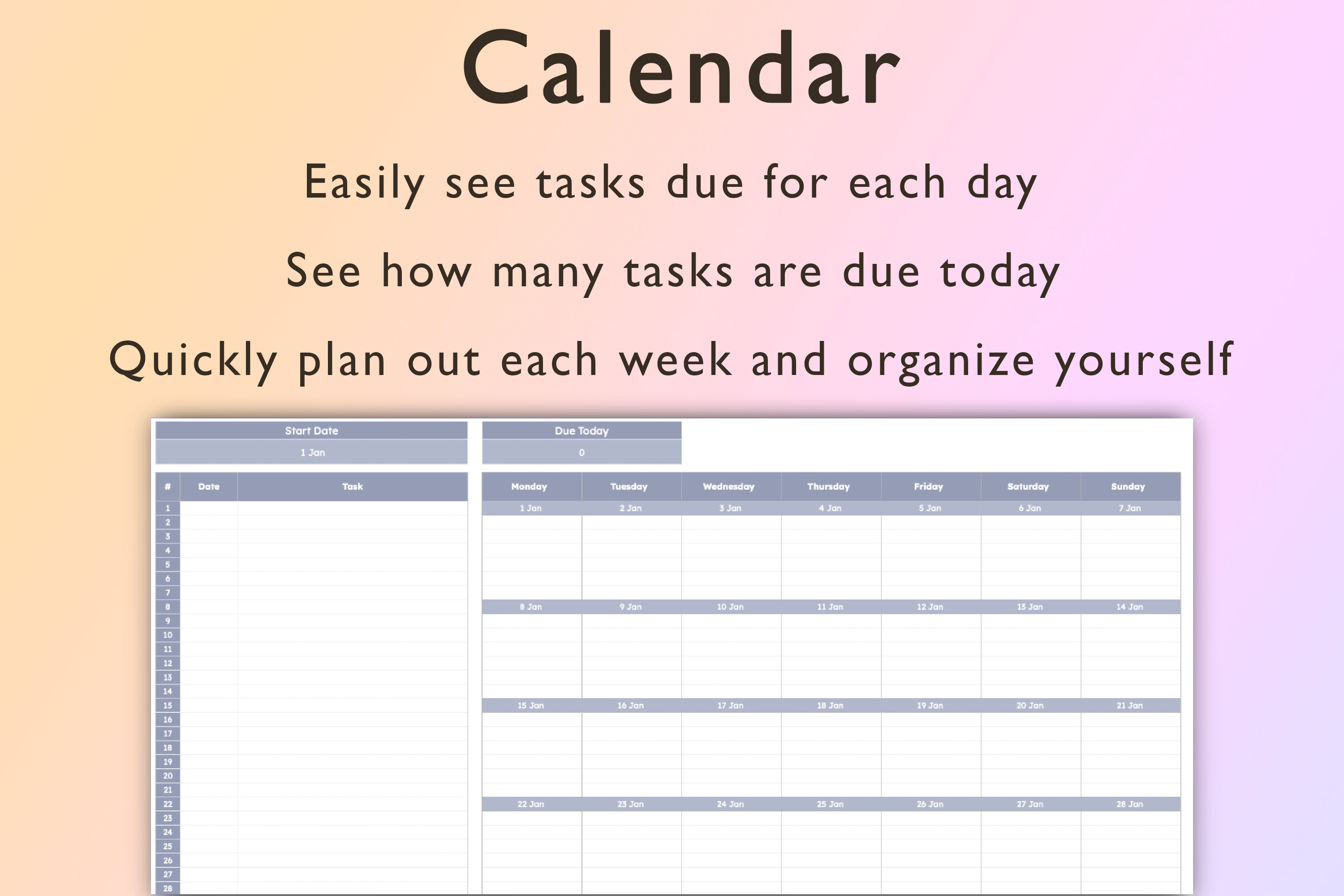 Digital Calendar Template Google Sheets, Online March Calendar, 2024 ...