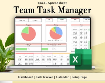 Team Task Tracker Spreadsheet Excel to Do List Planner, Manager ...