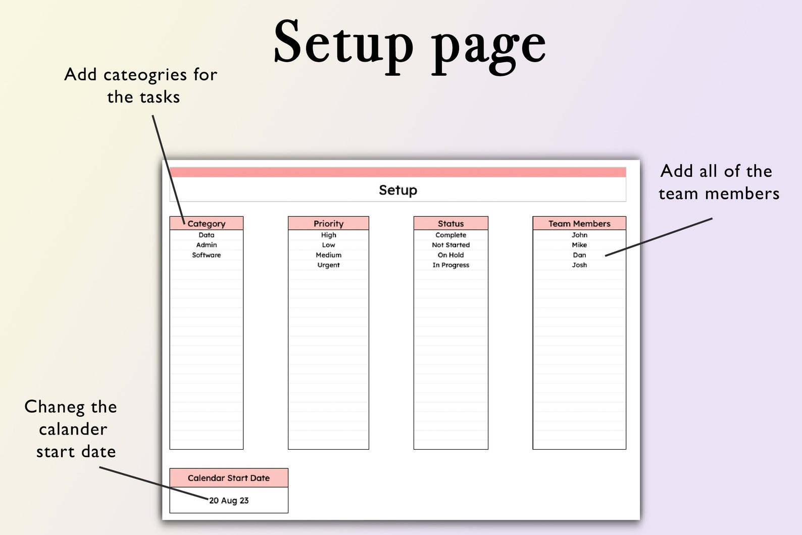 Team Task Tracker Spreadsheet Excel to Do List Planner, Manager ...