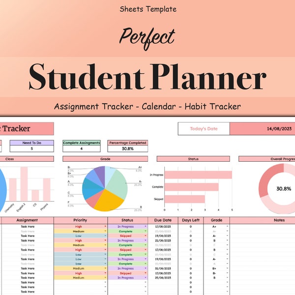 Assignment Spreadsheet Template - Etsy