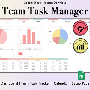 Team Task Tracker Spreadsheet Google Sheets to Do List Planner, Manager ...
