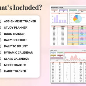 Student Planner Google Sheets Academic Planner Template Assignment Tracker College Planner ...