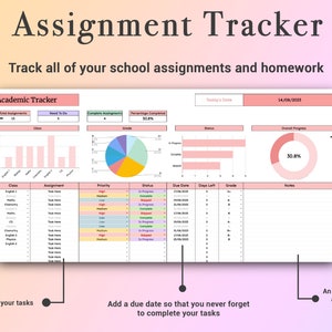 Student Planner Google Sheets Academic High School Planner, Google ...