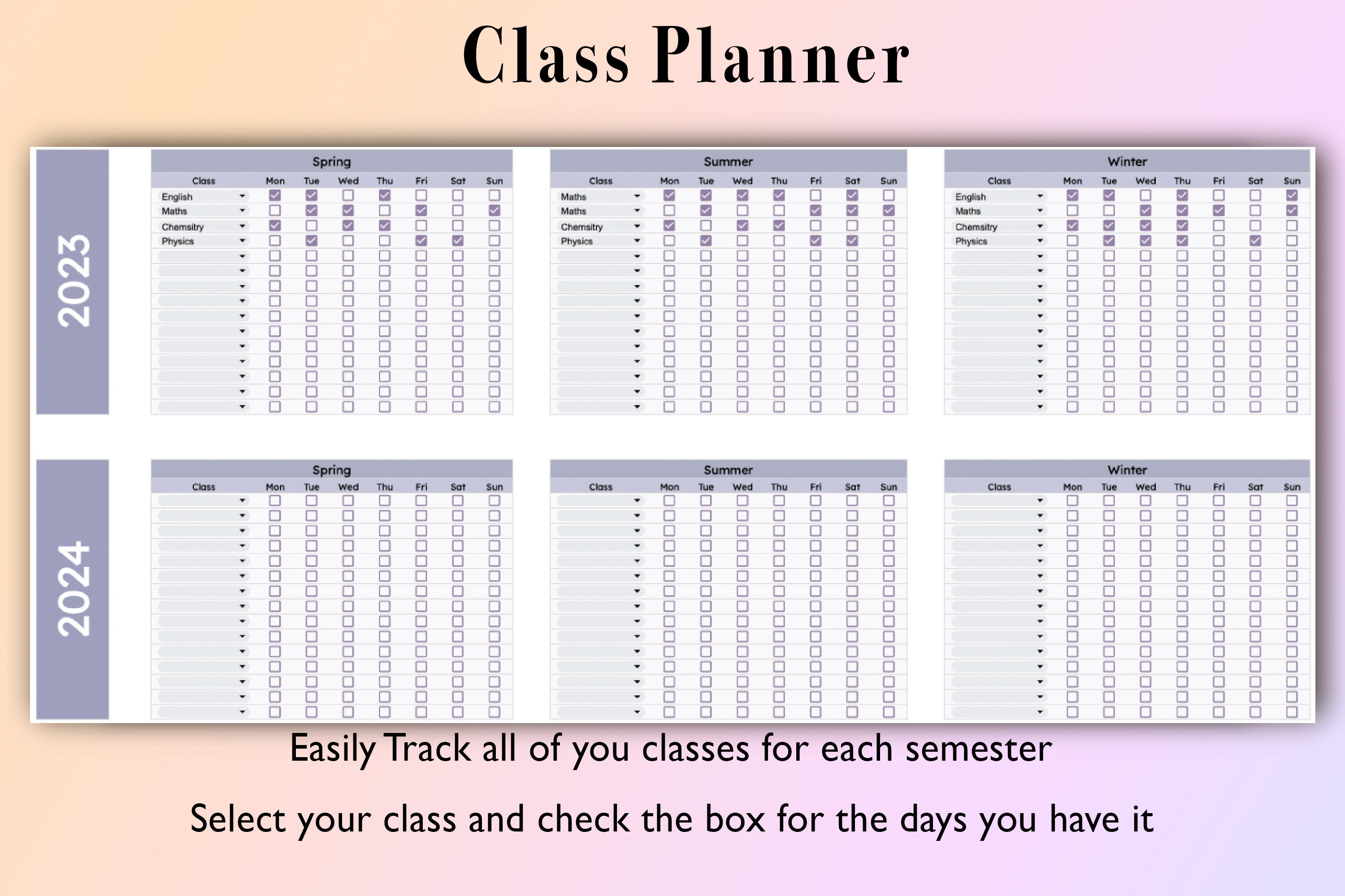 Student Planner Template Google Sheets, Assignment Tracker, Academic ...