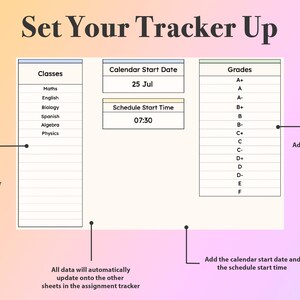 Assignment Tracker Google Sheets Academic Student Planner Spreadsheet ...