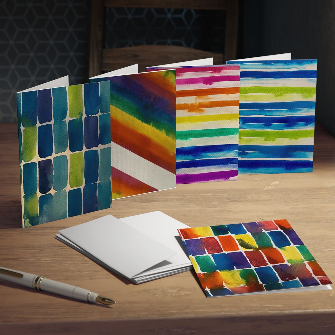 Watercolor Rainbow Multi-design Greeting Cards (5-pack) - Etsy