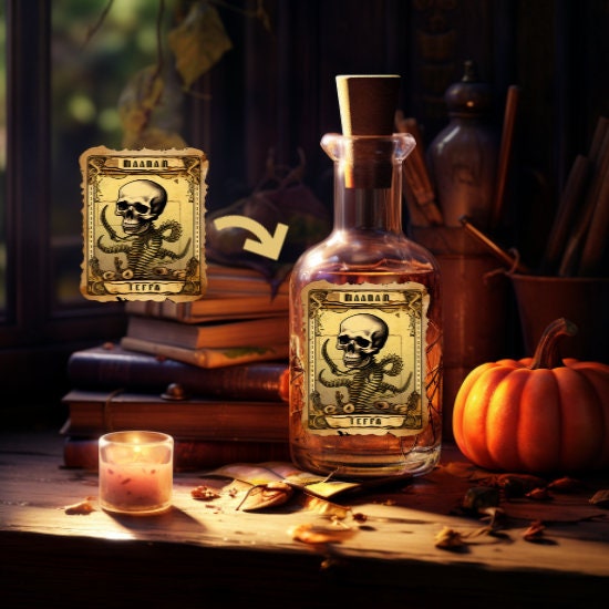 Flower Potion Halloween Potion Labels , Vintage Halloweening Witch ...