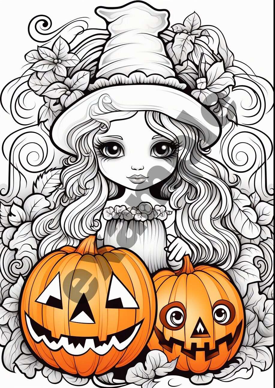 Vintage Halloween Coloring Coloring Pages for Halloween PDF ZIP Costume ...