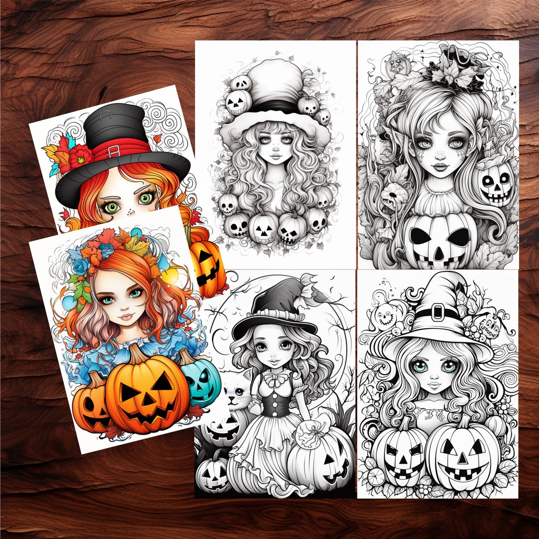 Vintage Halloween Coloring | Coloring Pages for Halloween | PDF | ZIP ...