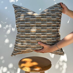 Woven Earthy Tones Striped Pillow Cover, Boho Chic Cushion 22x22 ...