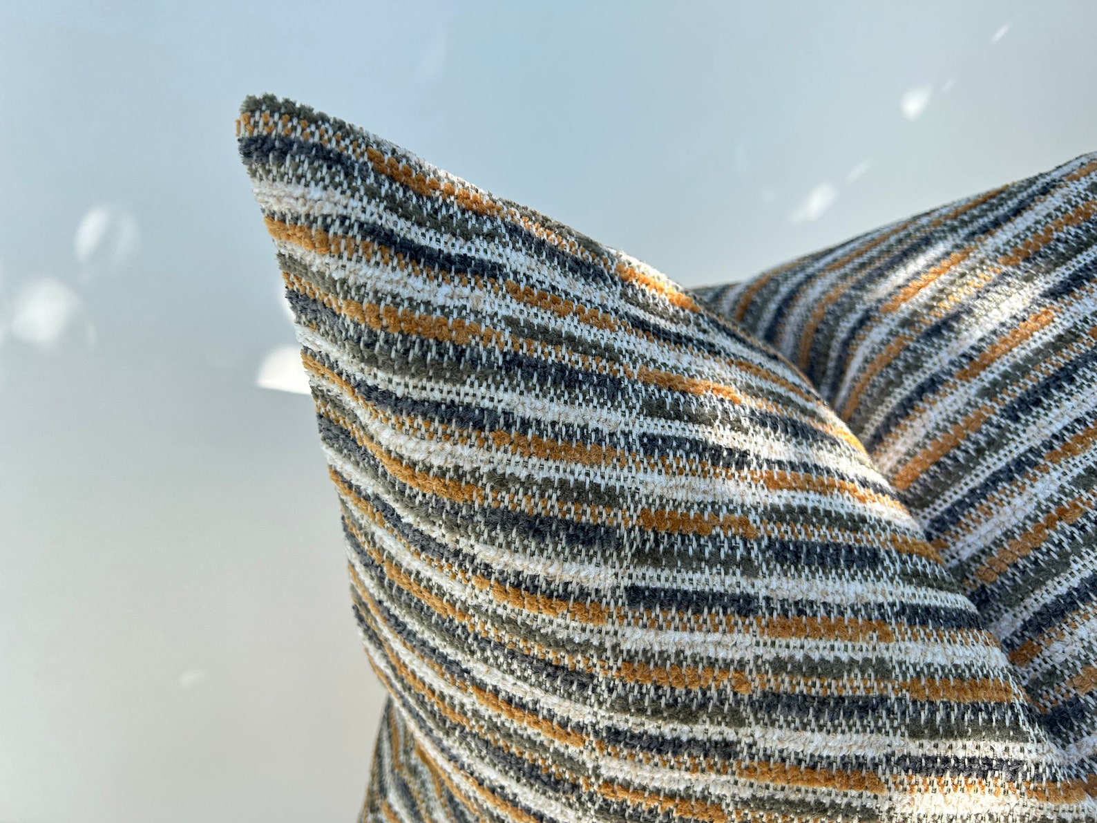 Woven Earthy Tones Striped Pillow Cover, Boho Chic Cushion 22x22 ...