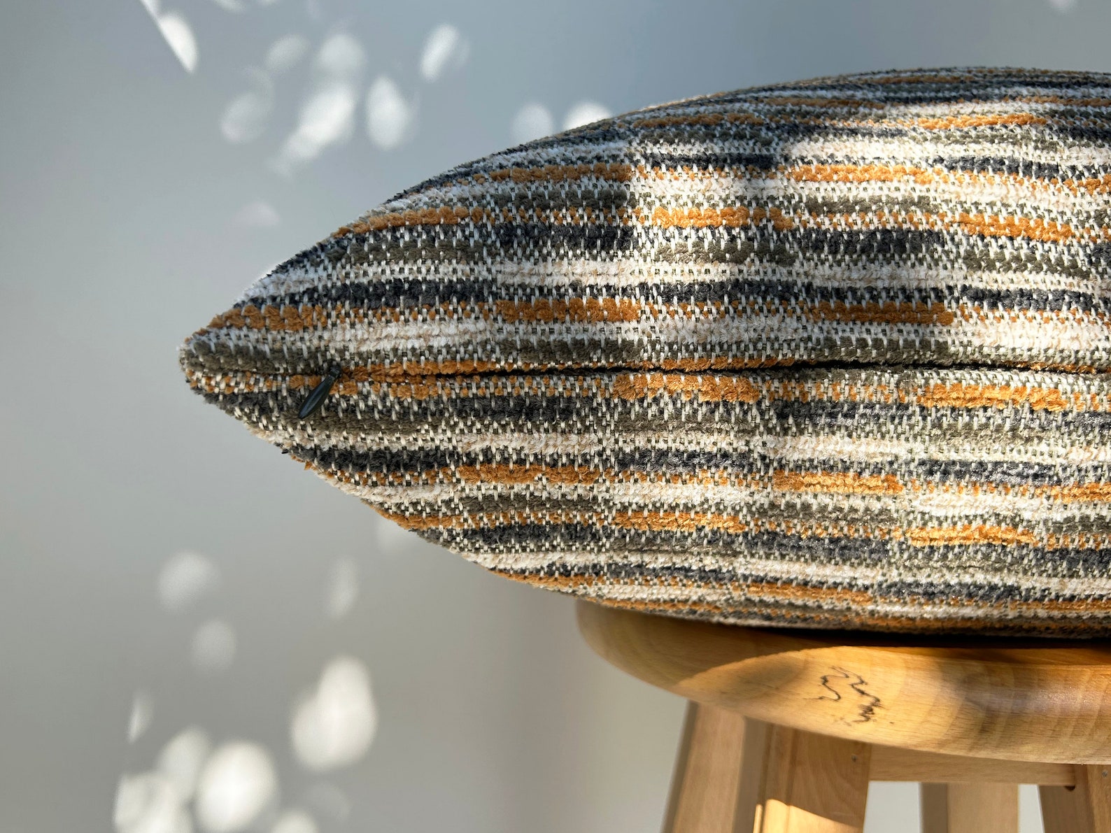 Woven Earthy Tones Striped Pillow Cover, Boho Chic Cushion 22x22 ...