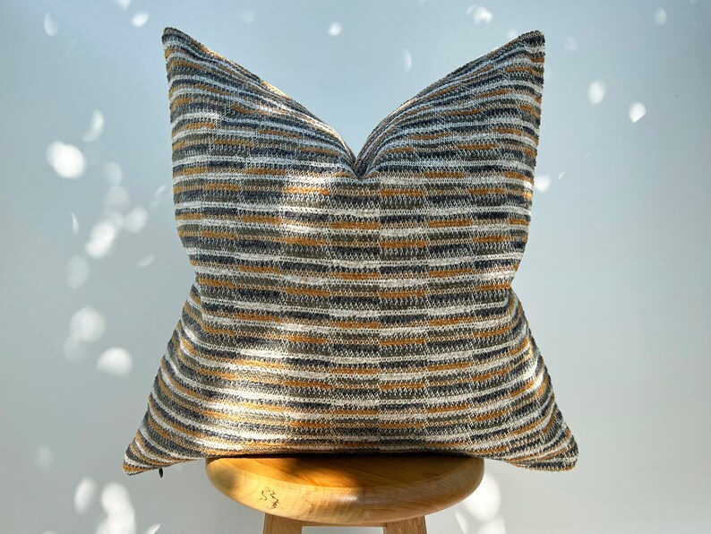 Woven Earthy Tones Striped Pillow Cover, Boho Chic Cushion 22x22 ...