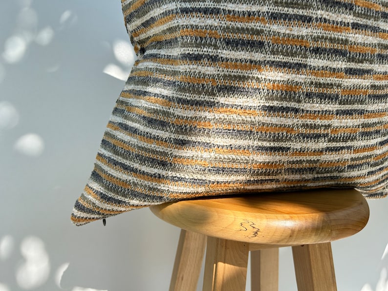 Woven Earthy Tones Striped Pillow Cover, Boho Chic Cushion 22x22 ...