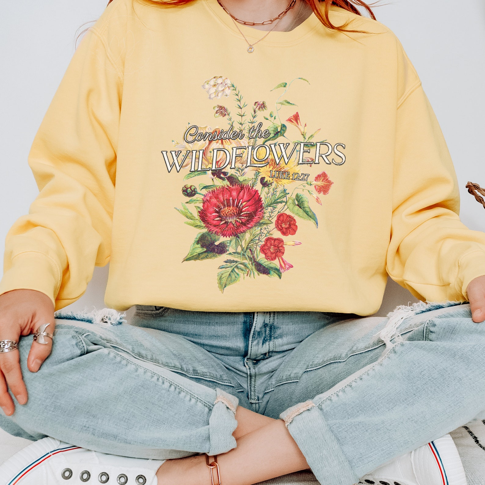 Wildflowers Vintage Floral Comfort Colors Unisex Sweatshirt, Christian ...