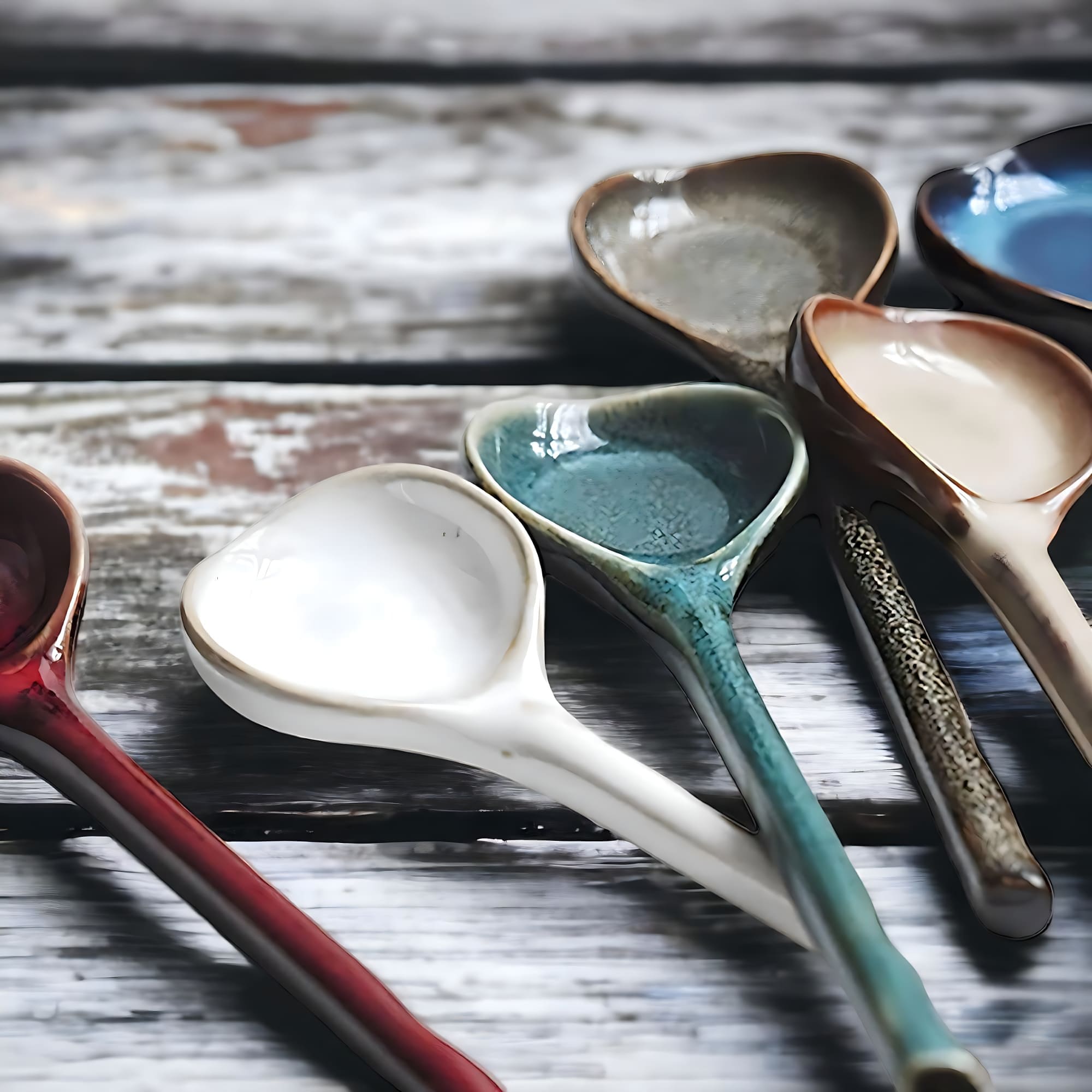 Japanese Style Handmade Ceramic Soup Spoon Ramen Spoon, Long Handle ...