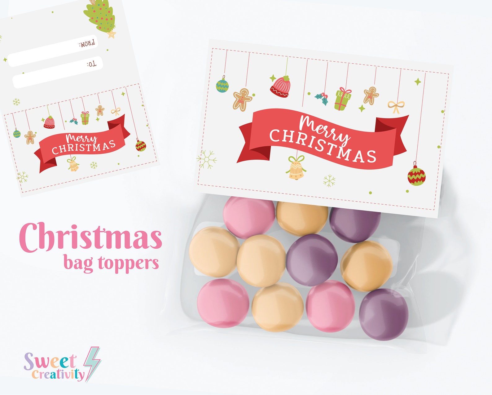 Printable Merry Christmas Bag Toppers | Cute Christmas Cookie Toppers ...