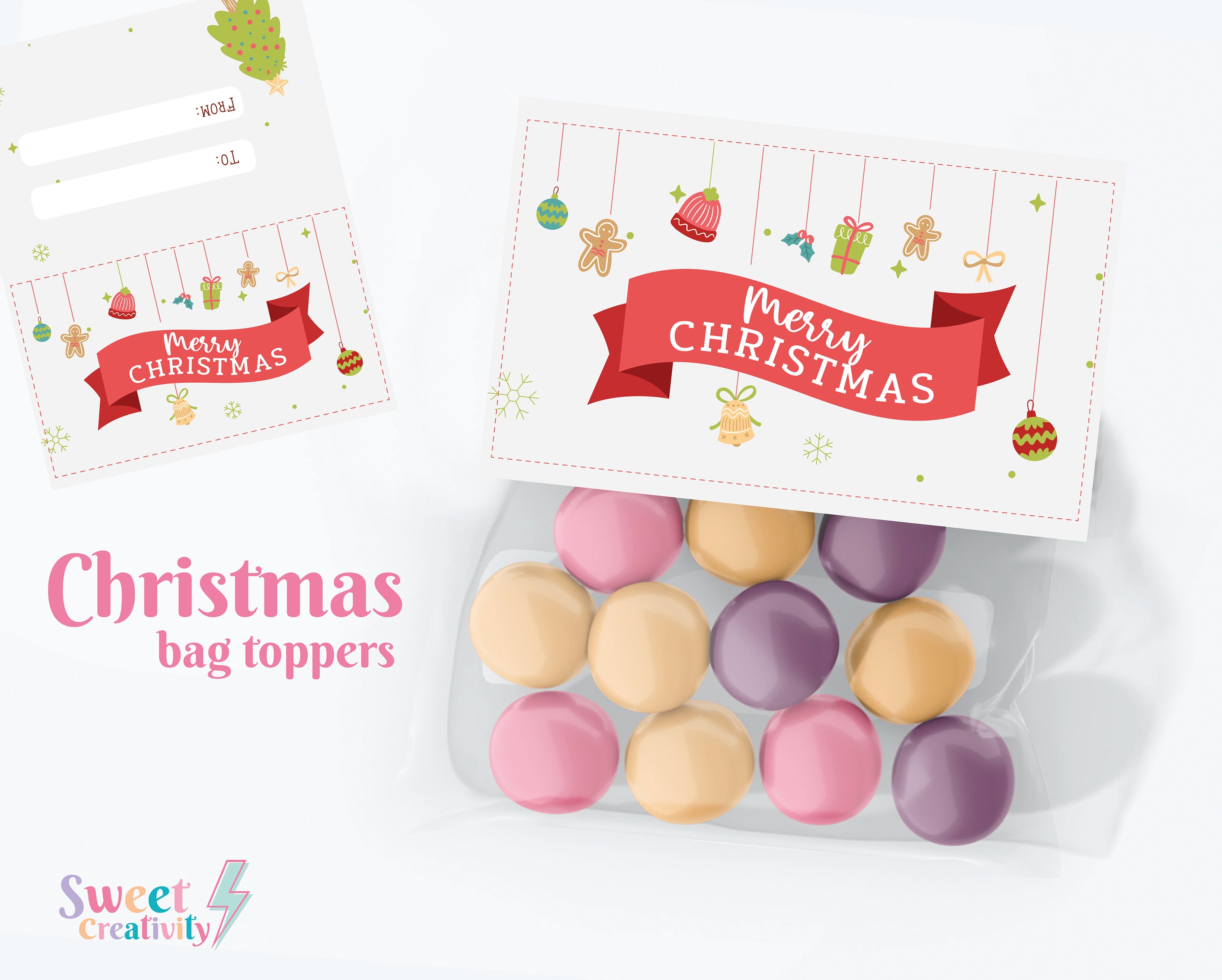 Printable Merry Christmas Bag Toppers | Cute Christmas Cookie Toppers ...