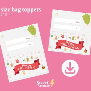 Printable Merry Christmas Bag Toppers | Cute Christmas Cookie Toppers ...