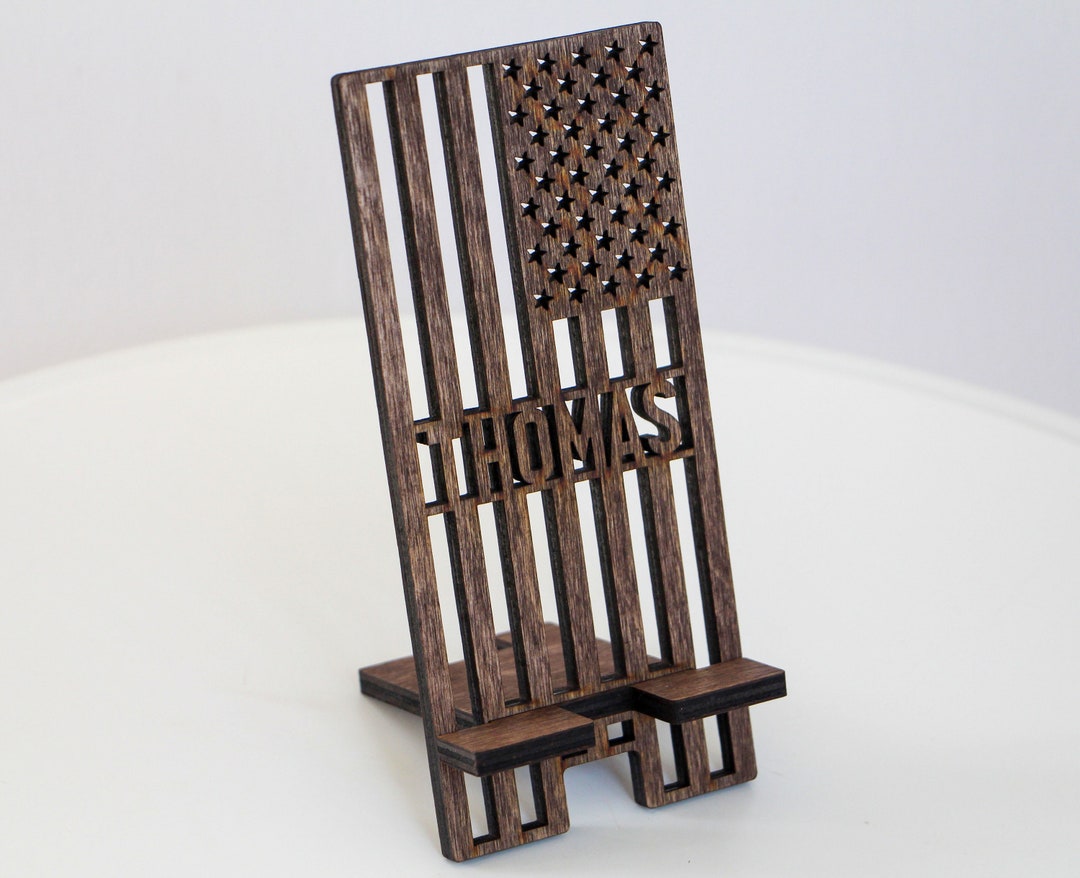 American Flag Phone Holder, Custom Phone Stand, Personalized Phone ...