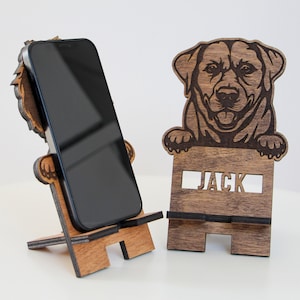 Custom Dog Breed Phone Stand: Personalized Wood Cell Phone Holder - Etsy