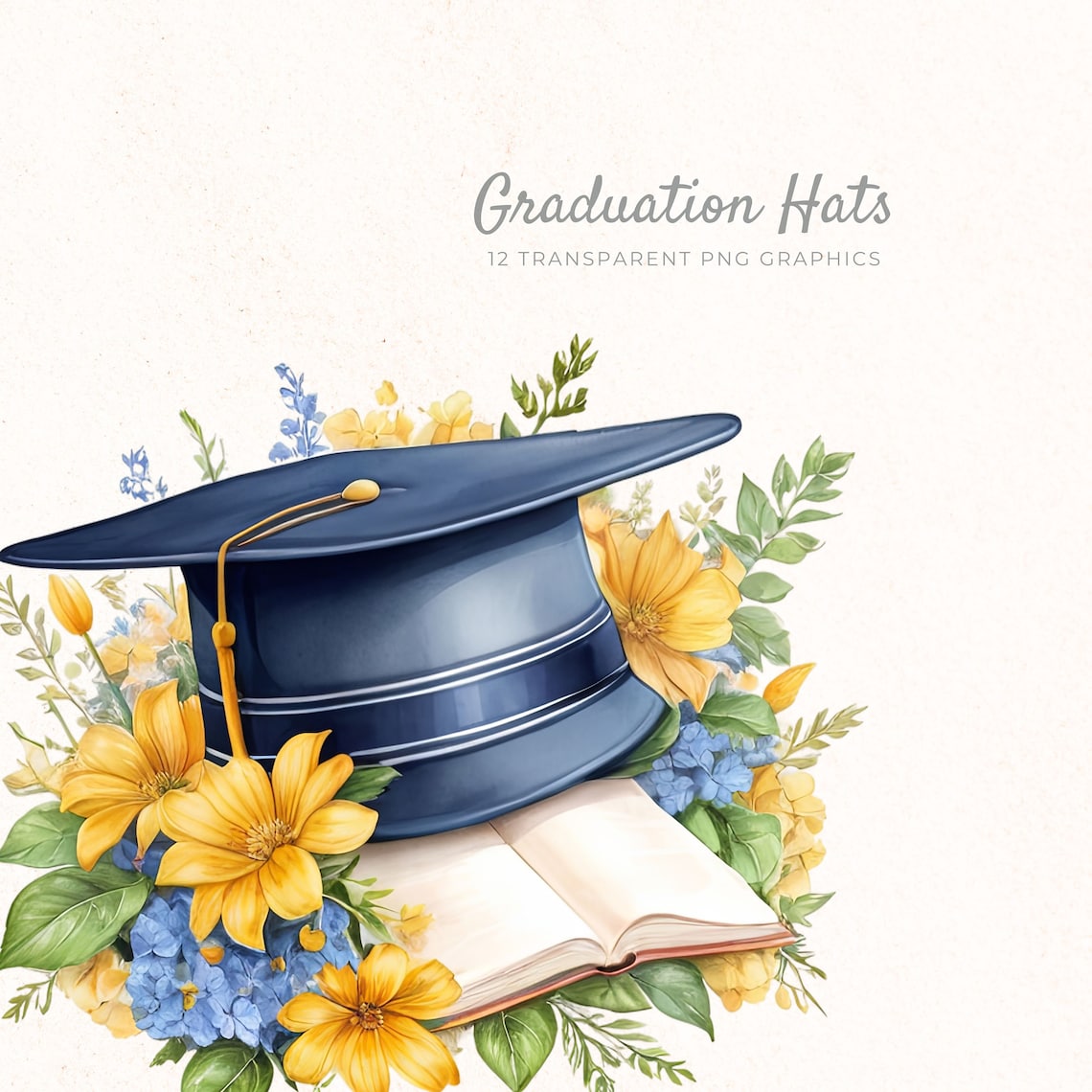 Graduation Hats Clipart Set, Instant Download School Student Graphics ...