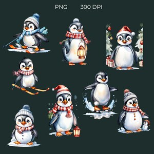 Christmas Penguins Clipart Instant Download, Xmas Paper Crafting ...