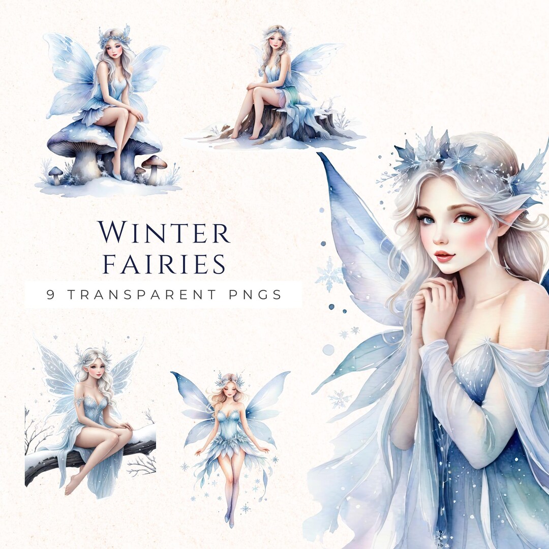 Winter Fairy Clipart Digital Download, Enchanted Forest Fantasy Art ...