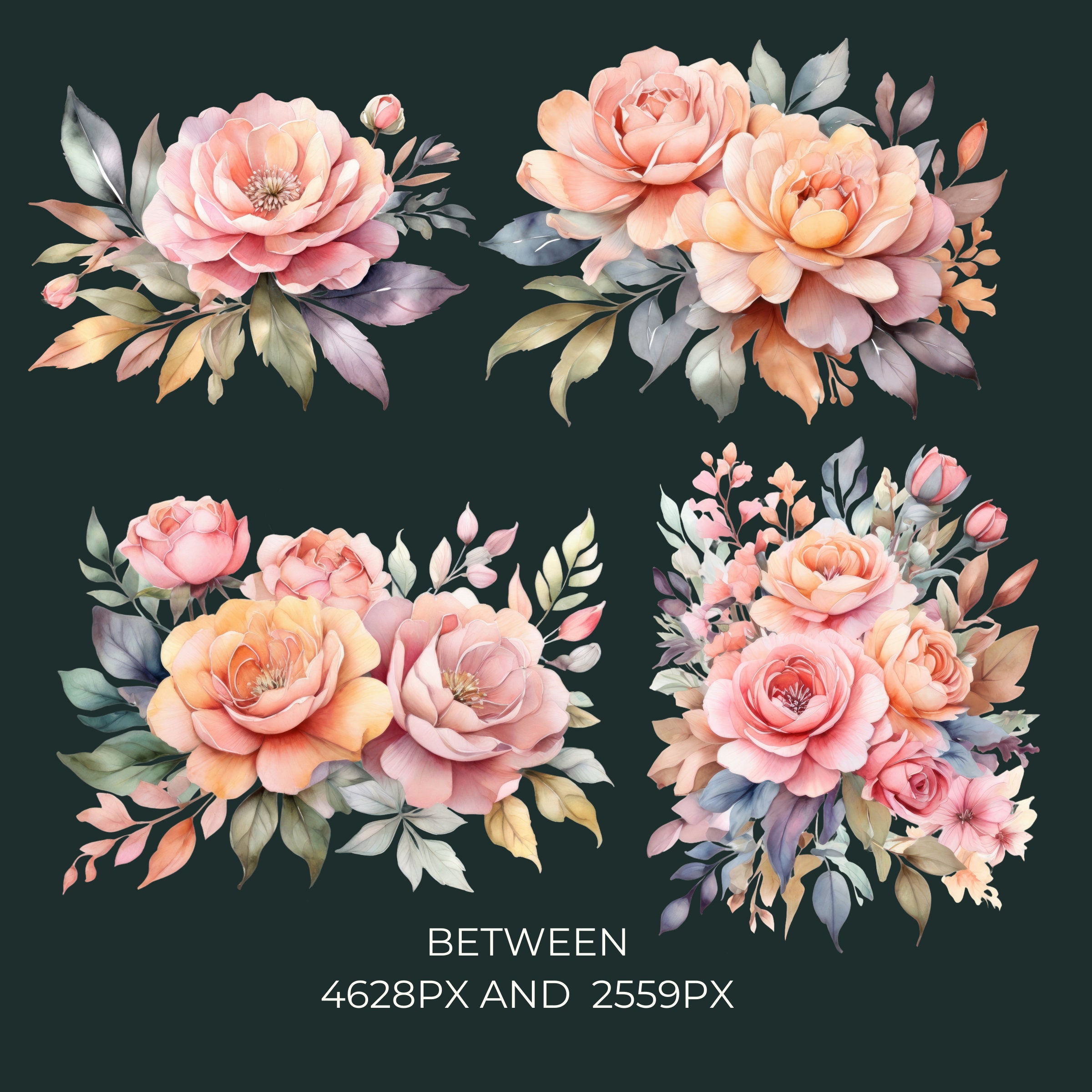 Soft Pastel Flower Clipart Set, Blush Floral PNG Images, Scrapbooking ...