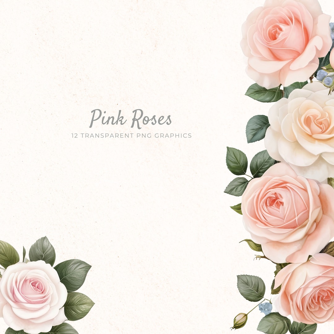 Pink Roses Clipart Flower Frame, Wedding Floral Images PNG ...