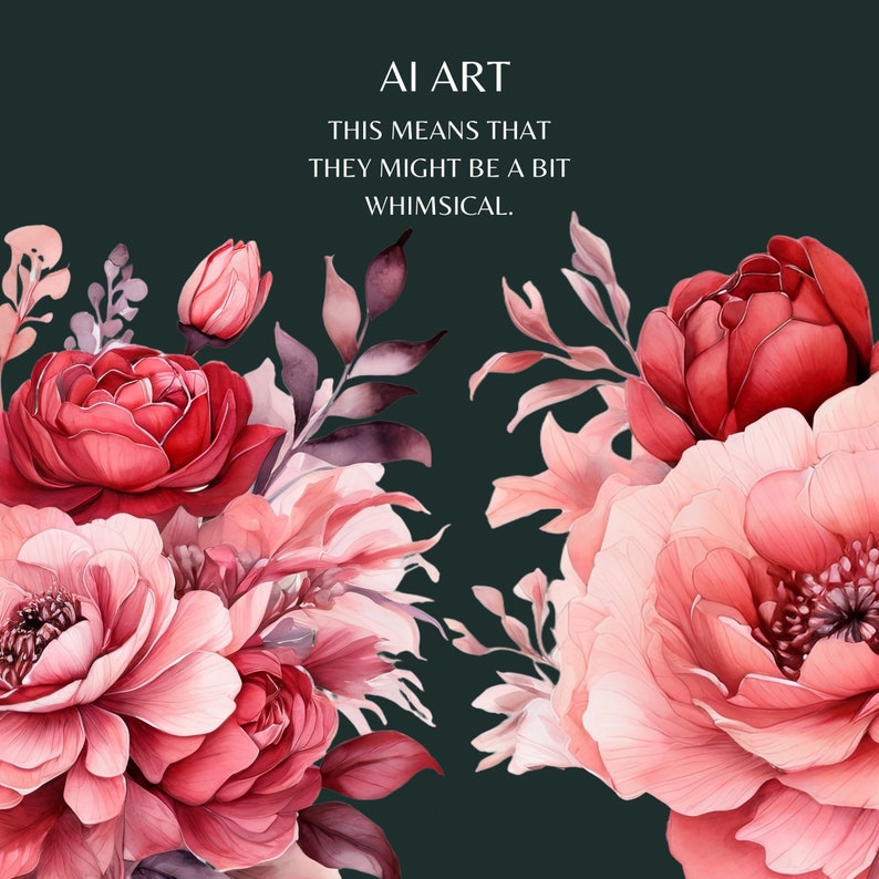 Red and Pink Flower Clipart, Moody Floral Graphics, Digital Download ...