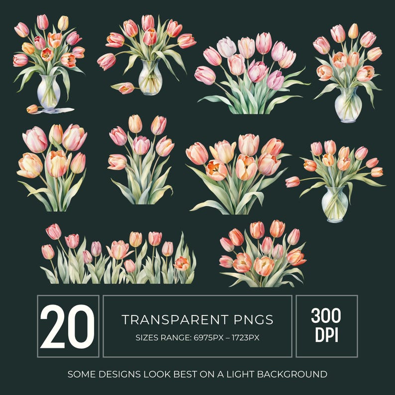 Spring Tulip Watercolor Clipart PNG, Seasonal Floral Graphics for ...